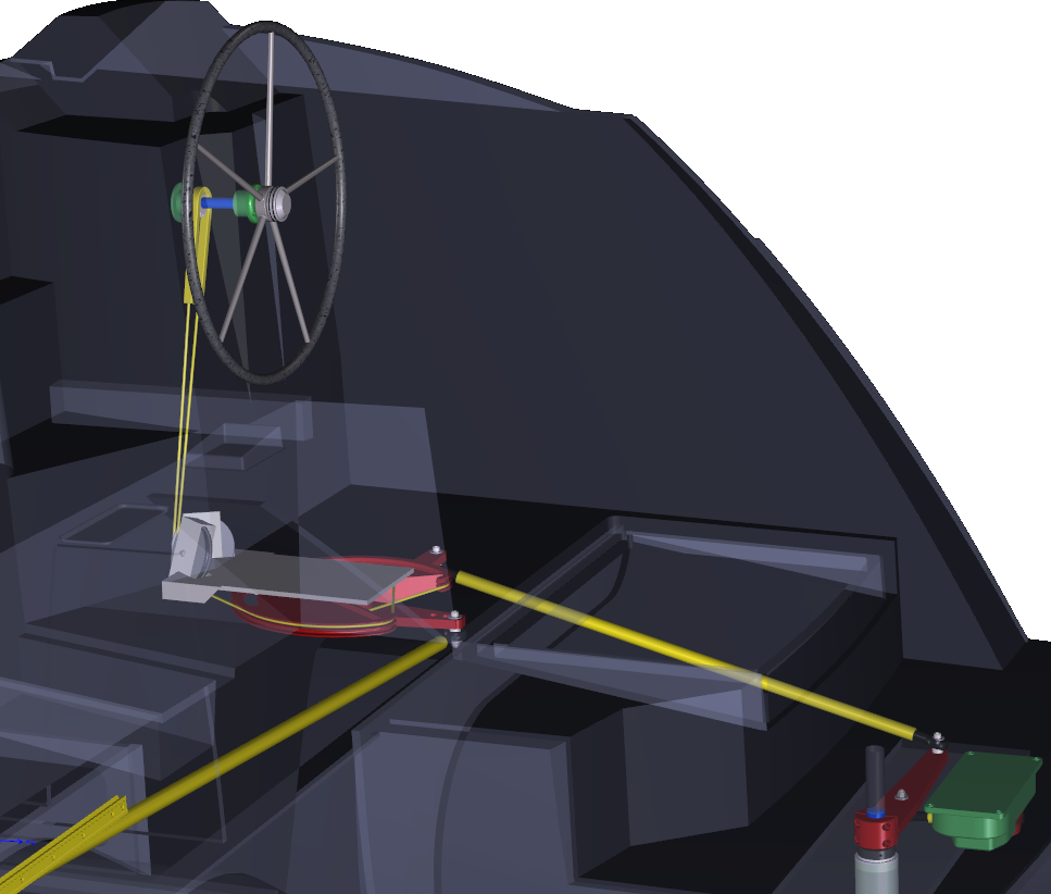 Examples of wheel steered boats - catamarans - cable steering