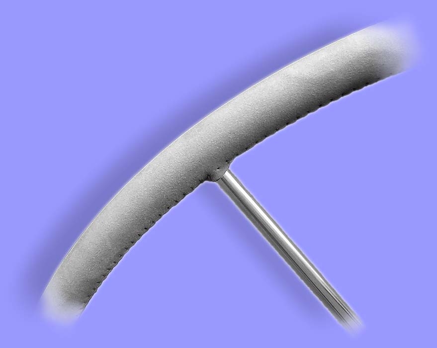 detail view of a hide covered wheel